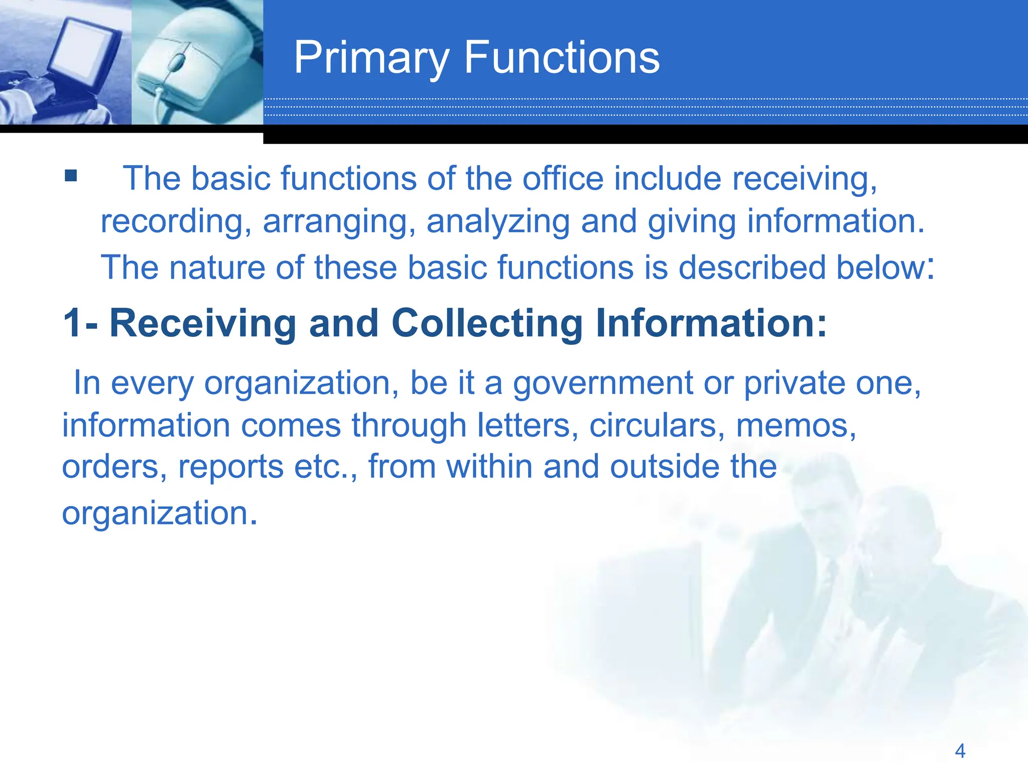 chapter 2 FUNCTIONS OF MODERN OFFICE.ppt | Business | Business and Finance