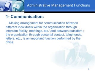 chapter 2 FUNCTIONS OF MODERN OFFICE.ppt | Business | Business and Finance