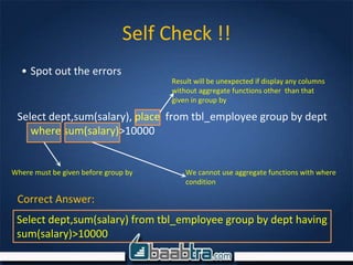 Chapter 2 grouping,scalar and aggergate functions,joins inner join,outer join | PPTX