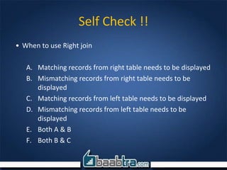 Chapter 2 grouping,scalar and aggergate functions,joins inner join,outer join | PPTX