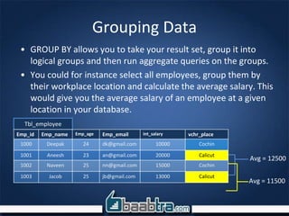 Chapter 2 grouping,scalar and aggergate functions,joins inner join ...