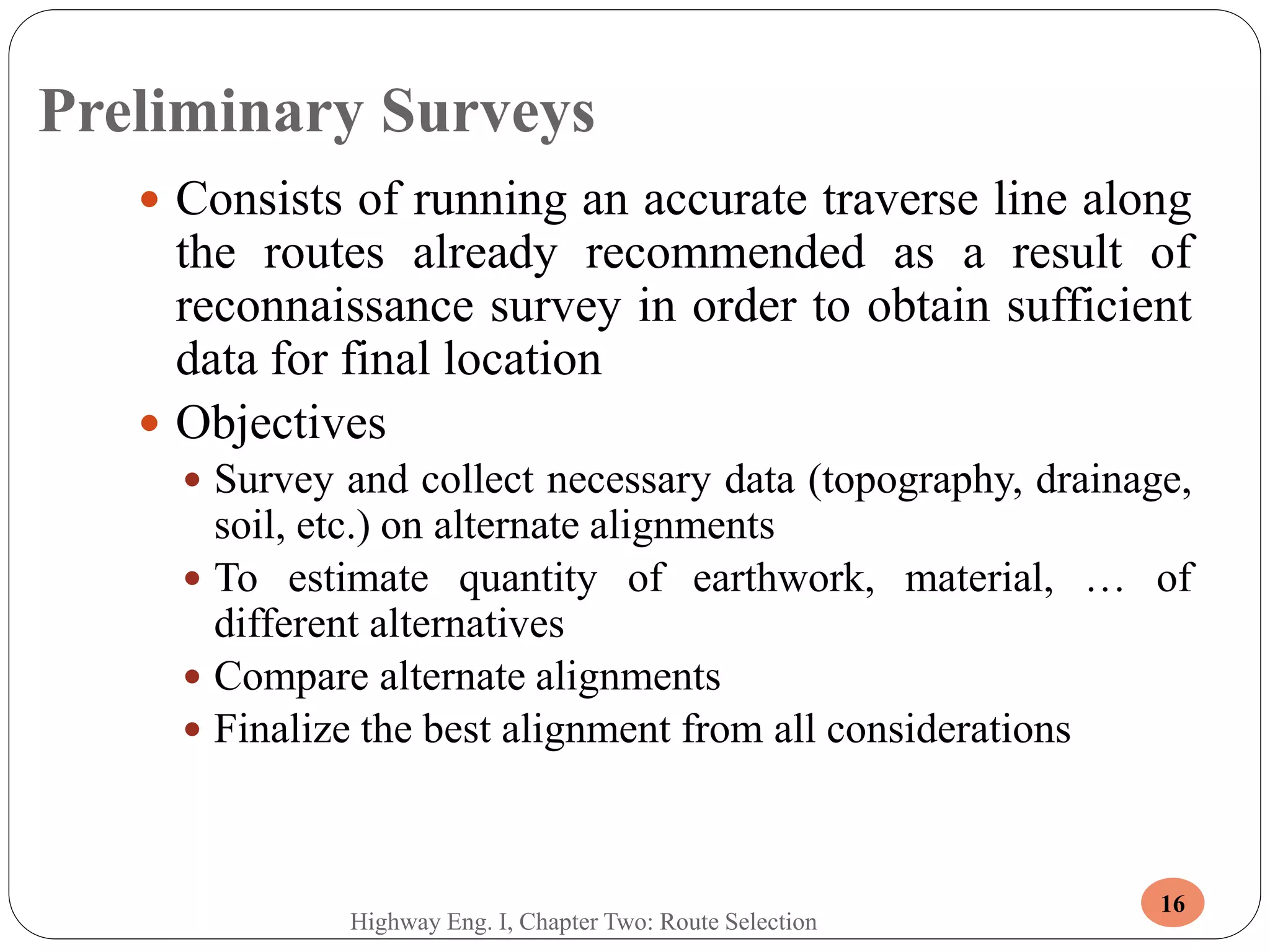 Chapter 2 highway route surveys and locationaa | PPT
