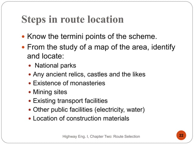 Chapter 2 highway route surveys and locationaa | PPT | Developmental ...