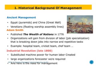 Chapter 2 history of management | PDF