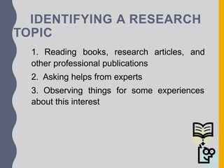 Chapter2identifyingtheinquiryandstatingtheproblem 170124042147 | PPTX