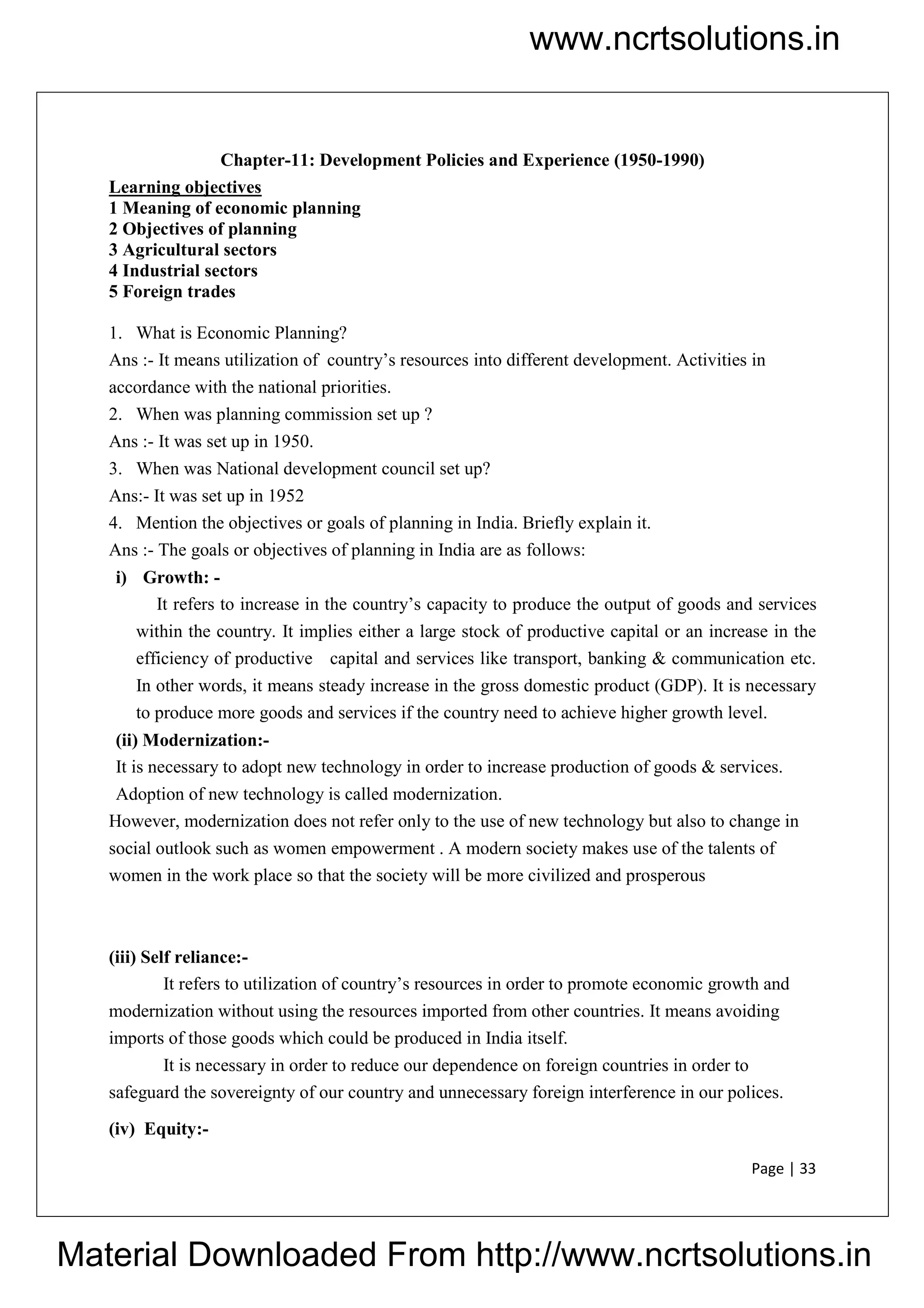 Chapter 2 Indian Economy 1950-1990.pdf REVISION | PDF
