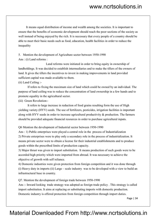 Chapter 2 Indian Economy 1950-1990.pdf REVISION | PDF