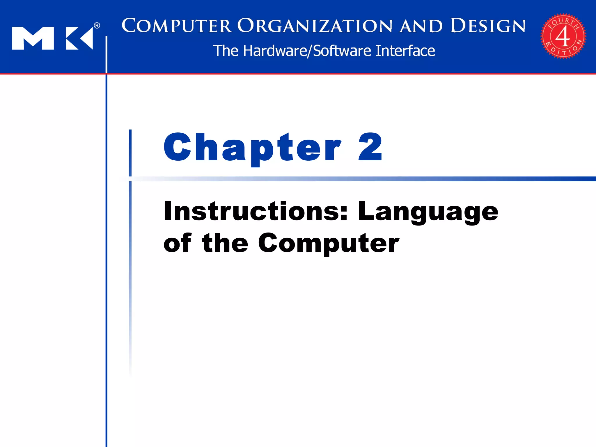 Chapter 2 Instructions Language Of The Computer Ppt Programming