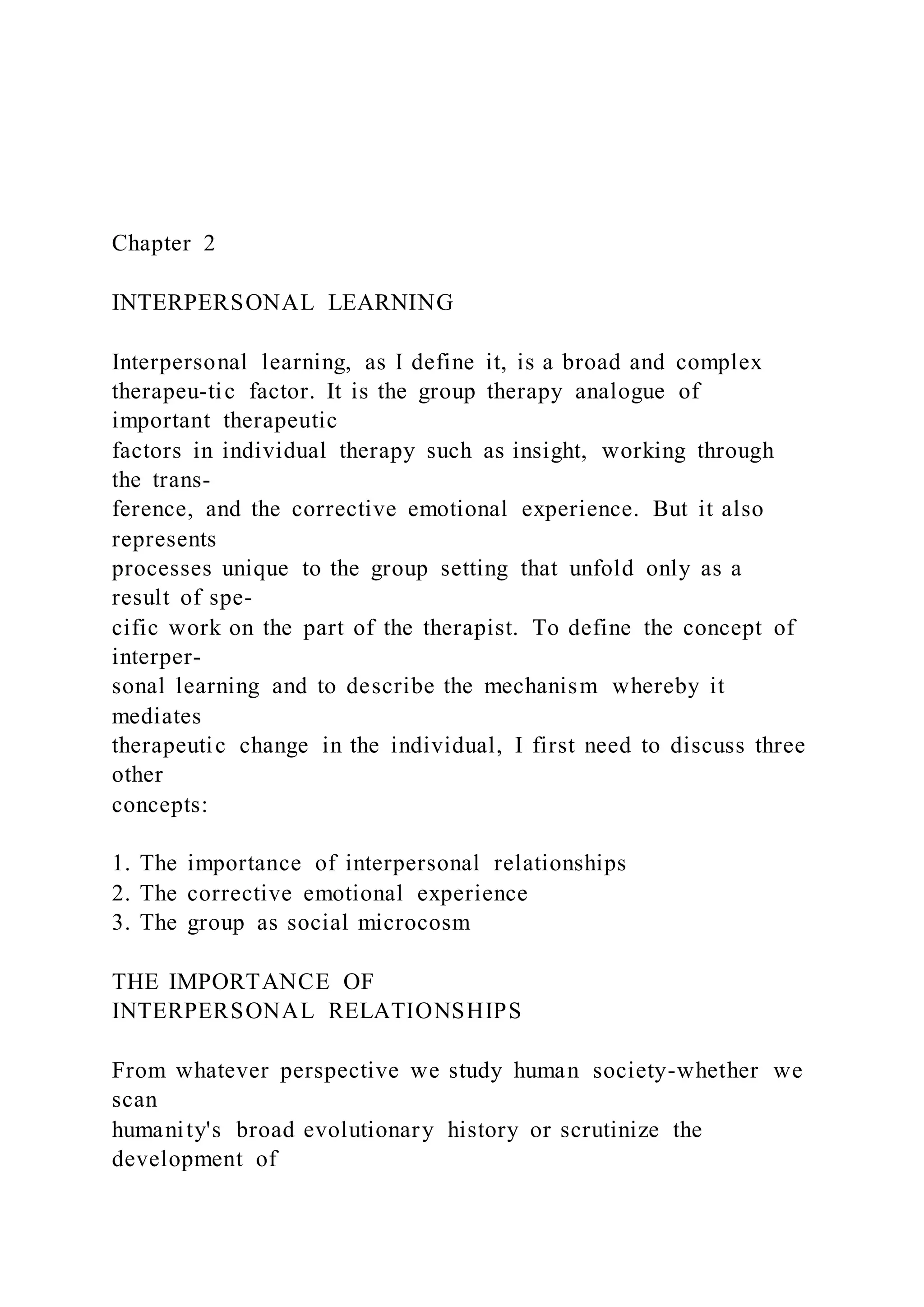 Chapter 2 INTERPERSONAL LEARNING Interpersonal learnin | DOCX ...