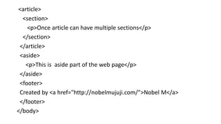 Chapter 2 introduction to html5 | PPTX | Web Development | Internet