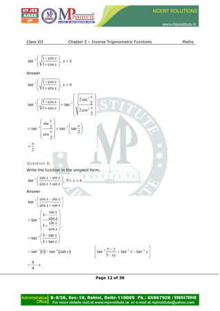 Chapter 2 inverse_trigonometric_functions | PDF