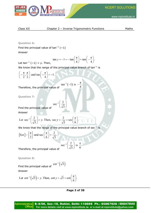 Chapter 2 inverse_trigonometric_functions | PDF | Free Download