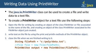 chapter 2(IO and stream)/chapter 2, IO and stream | PPTX | Programming Languages | Computing