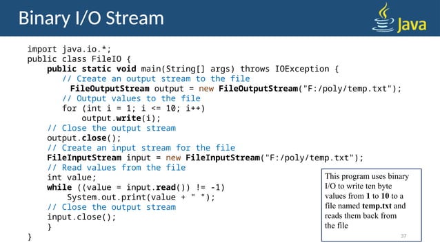 chapter 2(IO and stream)/chapter 2, IO and stream | PPTX | Programming Languages | Computing