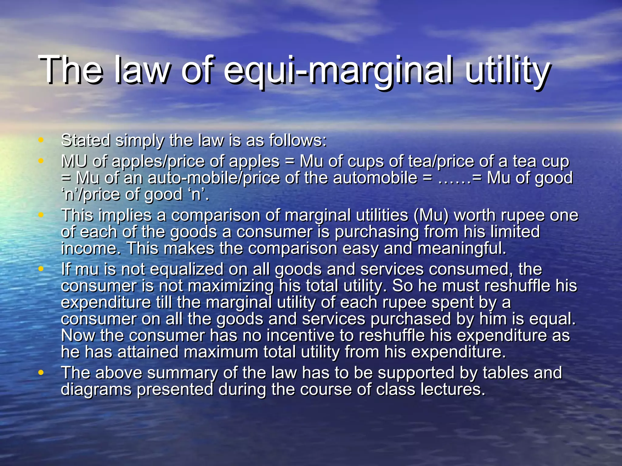Chapter 2 law of diminshing marginal utility | PPT