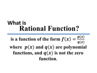 Representing Real-Life Situations Using Rational Function | PPTX
