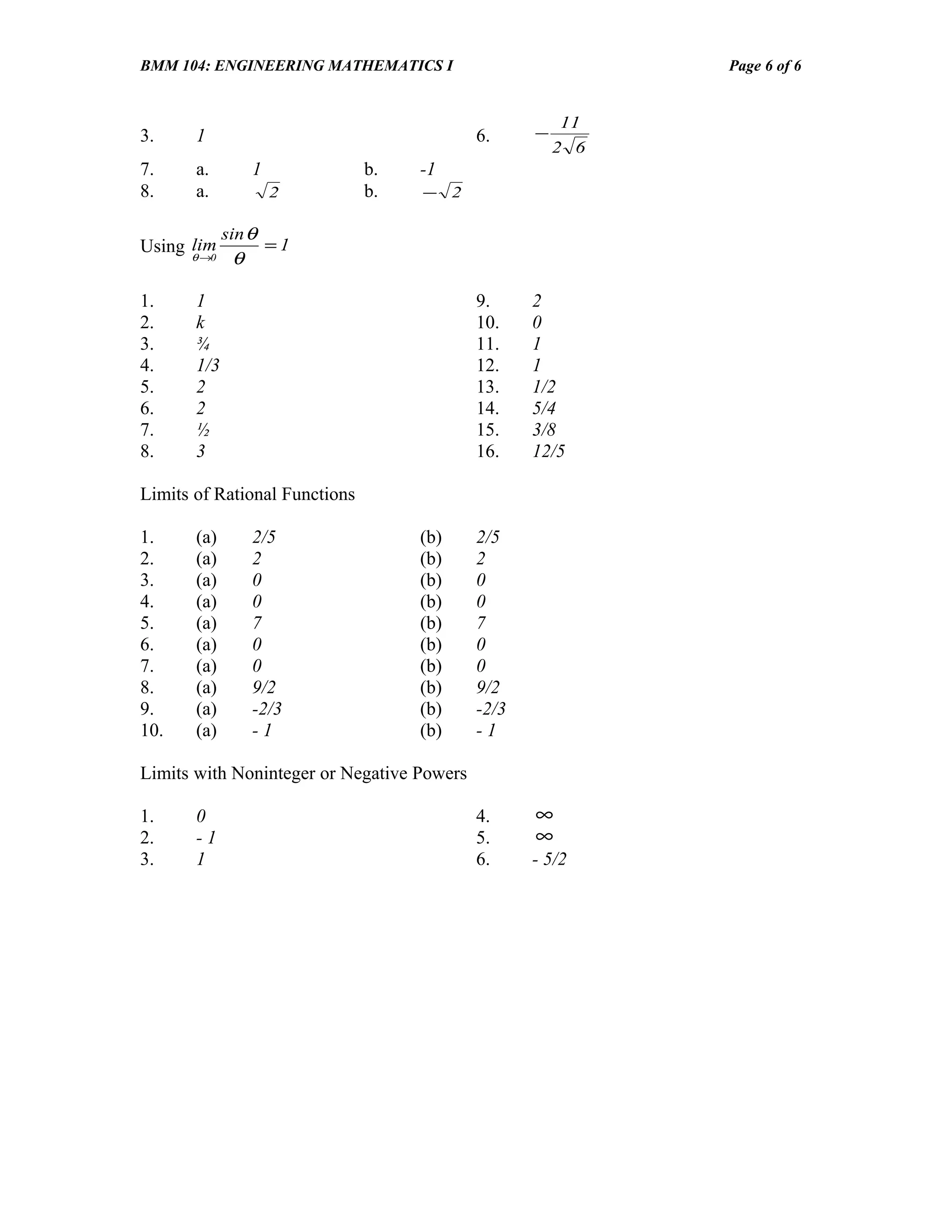 Chapter 2(limits) | PDF