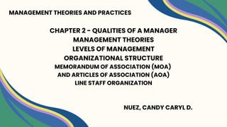 CHAPTER 2 MANAGEMENT THEORY and practices | PDF