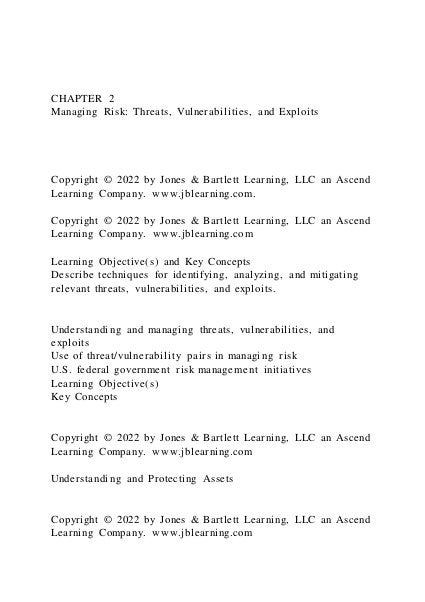 Chapter 2managing Risk Threats Vulnerabilities And Exploits Pdf