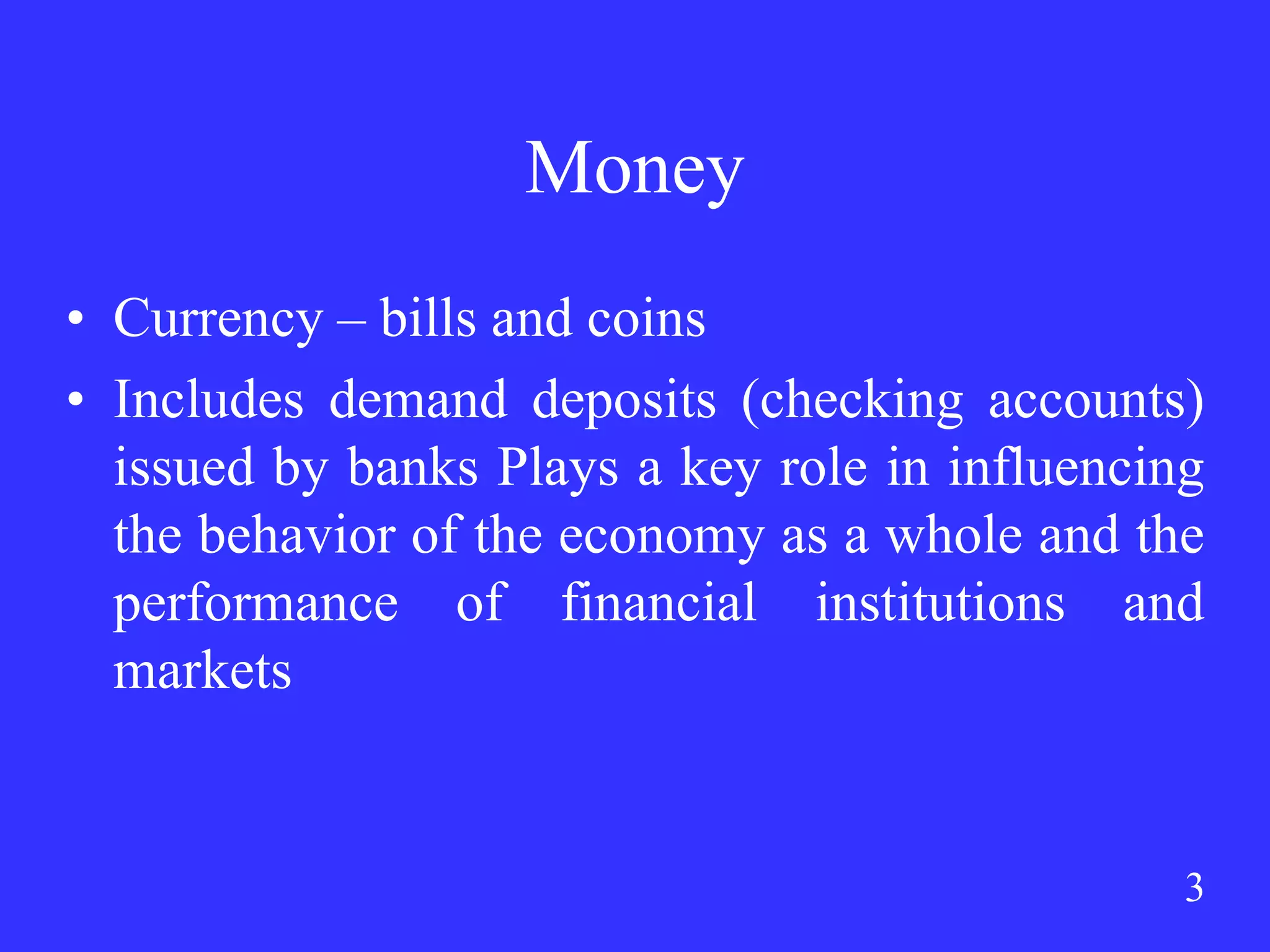 The role of money in the Macro Economy | PPT