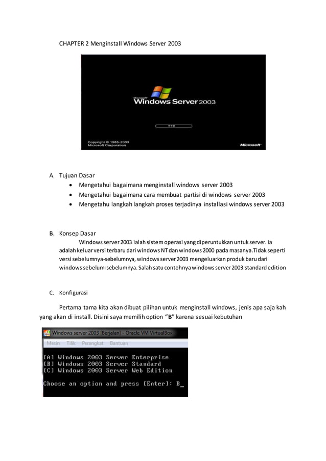 Chapter 2 menginstall windows server 2003 | PDF