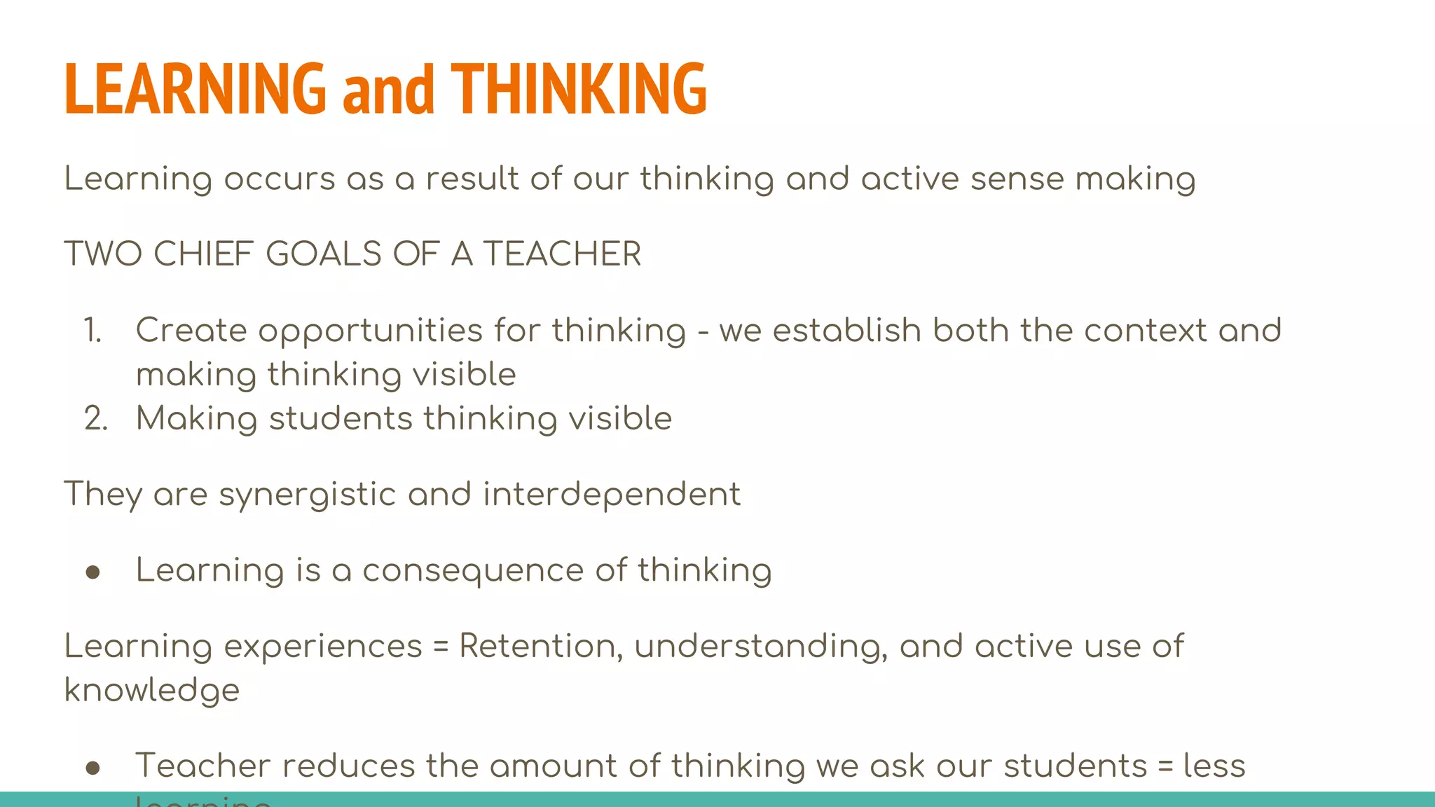 Making Thinking Visible Chapter 2 | PPTX