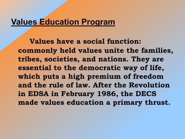 The DECS Values Education Framework | PPTX | Education