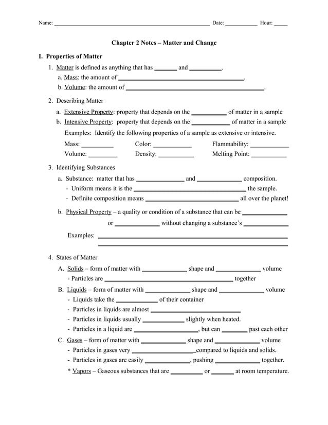 Chapter 2 Notes - Student Handout | DOC