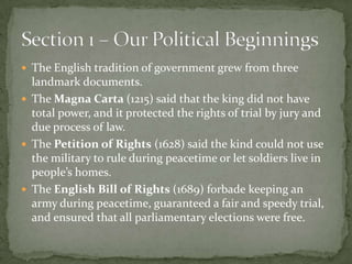 Chapter 2 – origins of american government | PPTX