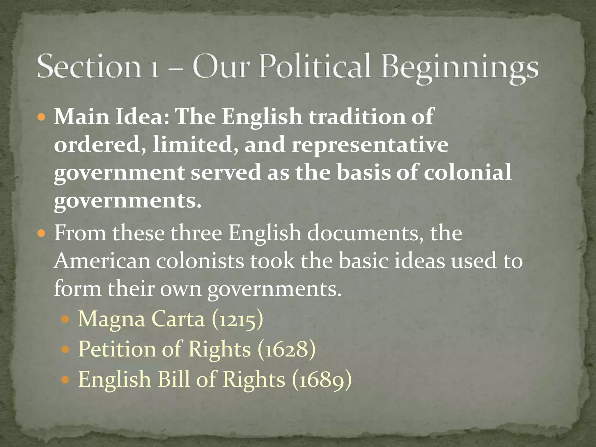 Chapter 2 – Origins of American Government | PPTX