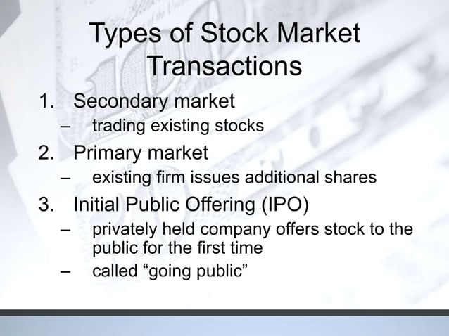 Chapter 2 overview of stock market | PPT