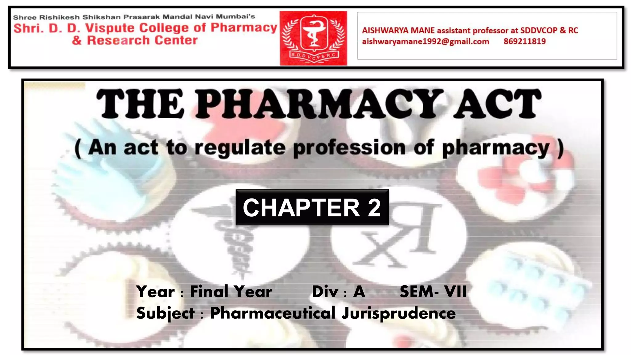 Chapter 2 Pharmacy act 1948 | PDF