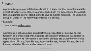 Chapter 2 phrase, clause and sentence structure | PPTX | Law