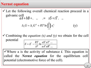 Galvanic Cell Equation