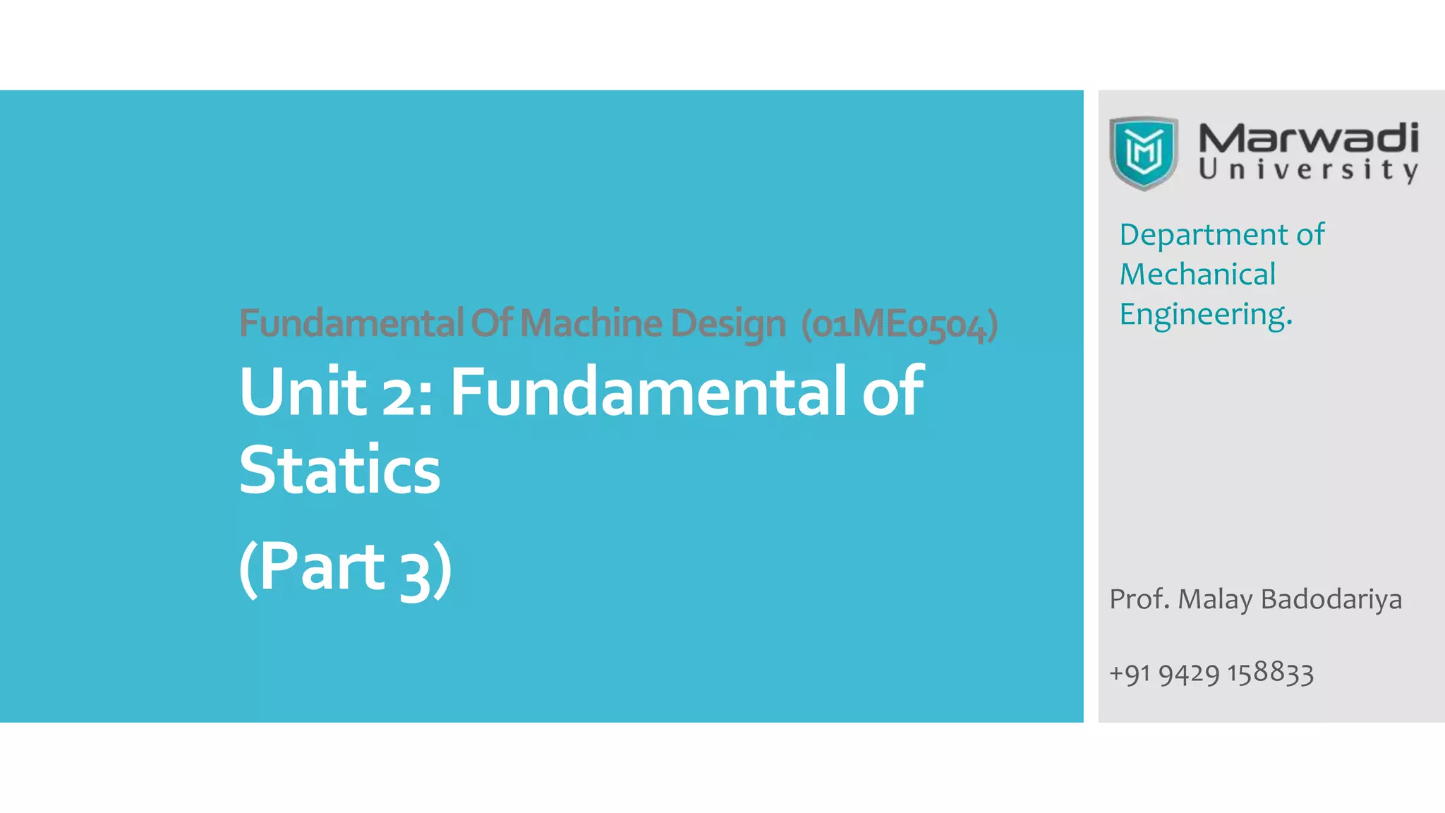 Fundamental of Statics (Part 3) | PPT