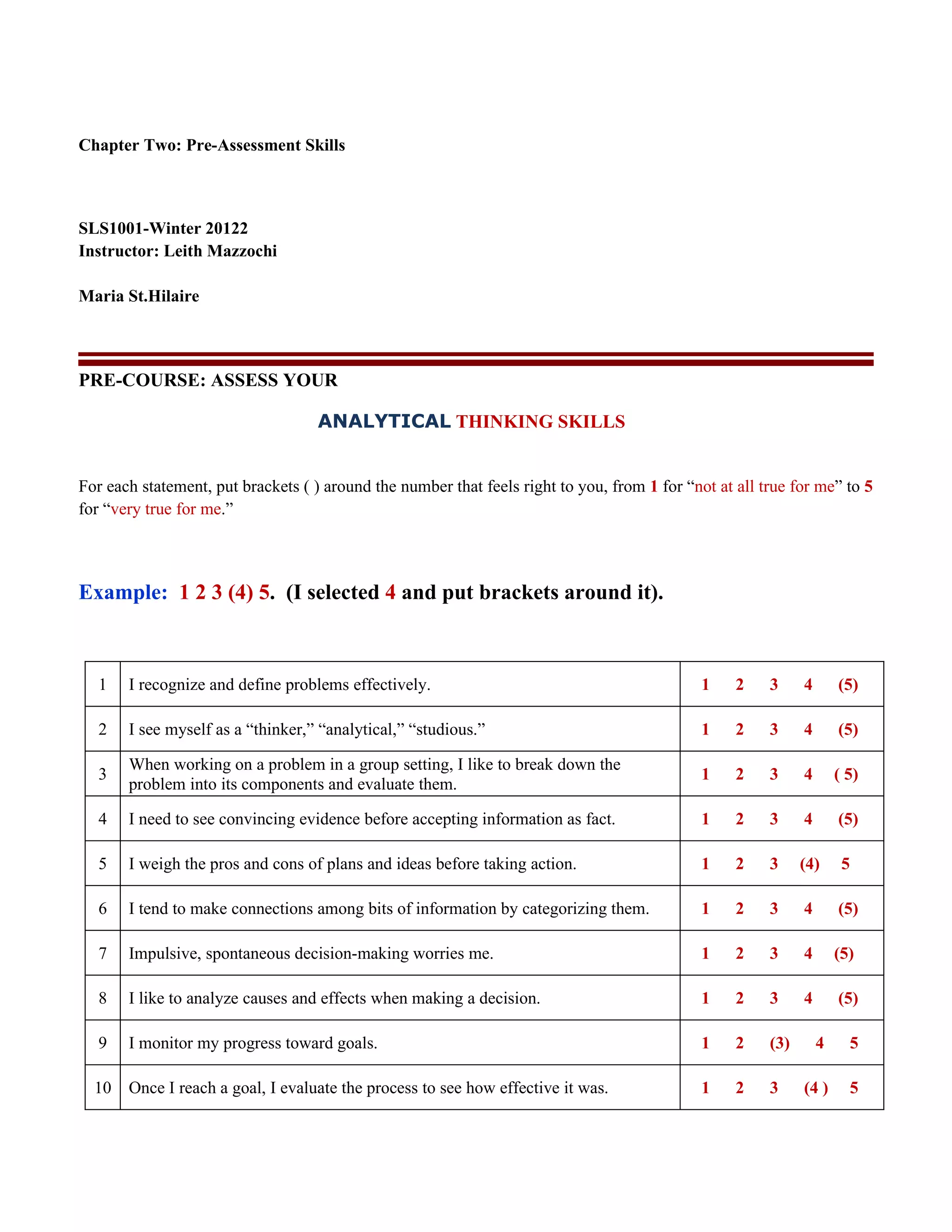 Chapter 2 pre assessment skills | DOC