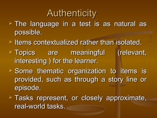 Chapter 2(principles of language assessment) | PPT