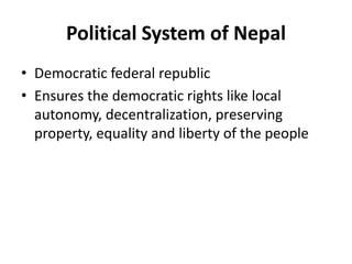 Political environment- Chapter 2- In Nepal | PPTX