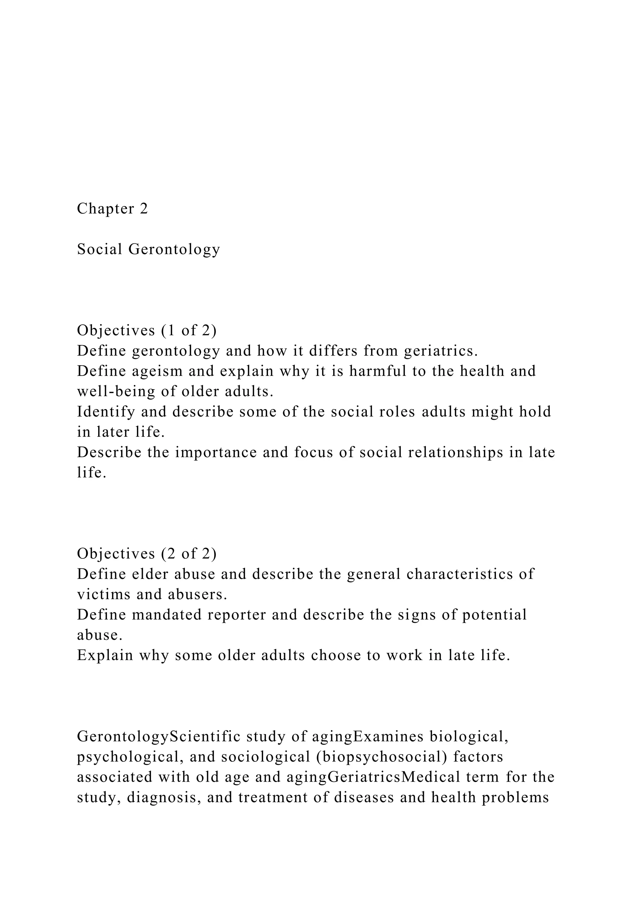 Chapter 2Social GerontologyObjectives (1 of 2).docx
