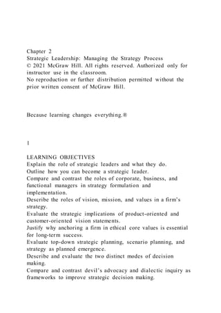 Chapter 2Strategic Leadership Managing the Strategy Process | PDF