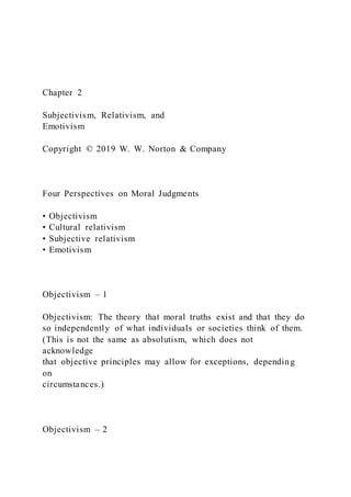 Chapter 2Subjectivism, Relativism, and EmotivismCopy | PDF