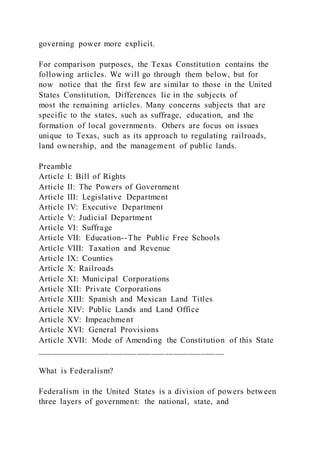 Chapter 2 The American Federal System and the Texas State Con | PDF