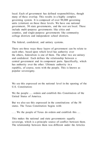 Chapter 2 The American Federal System and the Texas State Con | PDF