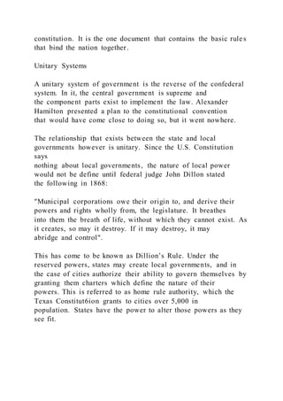 Chapter 2 The American Federal System and the Texas State Con | PDF