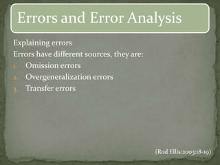 Chapter 2 (the nature of learners language:Rod Ellis) | PPTX