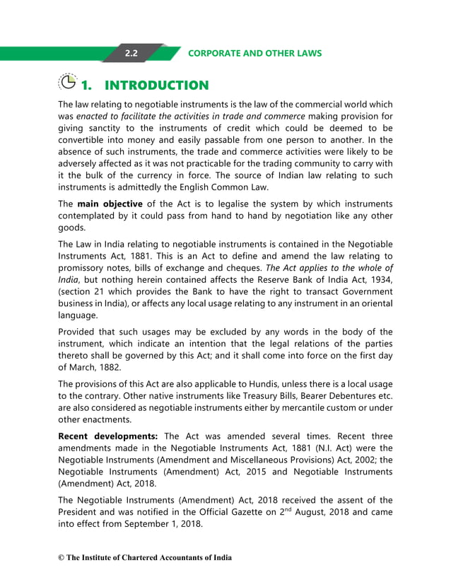 Chapter 2 The Negotiable Instruments Act, 1881 (1).pdf | Law