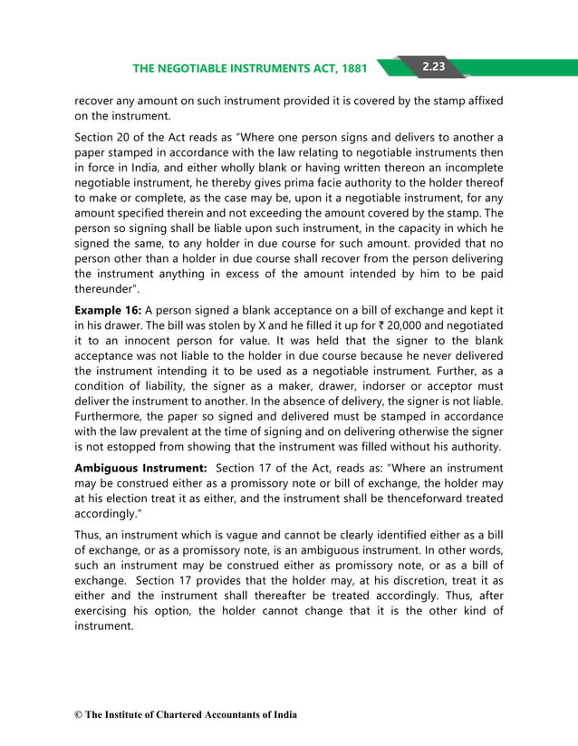 Chapter 2 The Negotiable Instruments Act, 1881 (1).pdf | Law