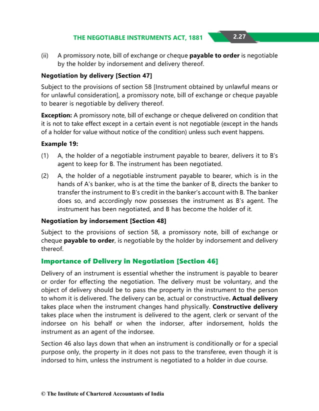 Chapter 2 The Negotiable Instruments Act, 1881 (1).pdf | Law