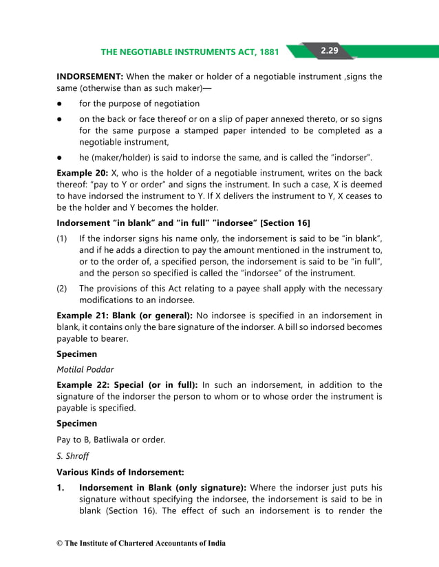 Chapter 2 The Negotiable Instruments Act, 1881 (1).pdf | Law