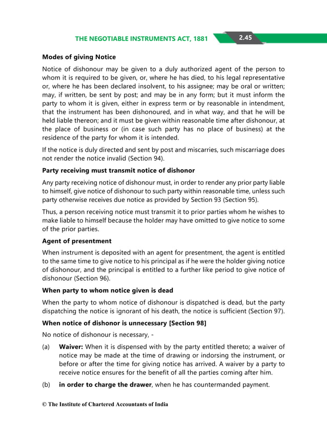 Chapter 2 The Negotiable Instruments Act, 1881 (1).pdf | Law